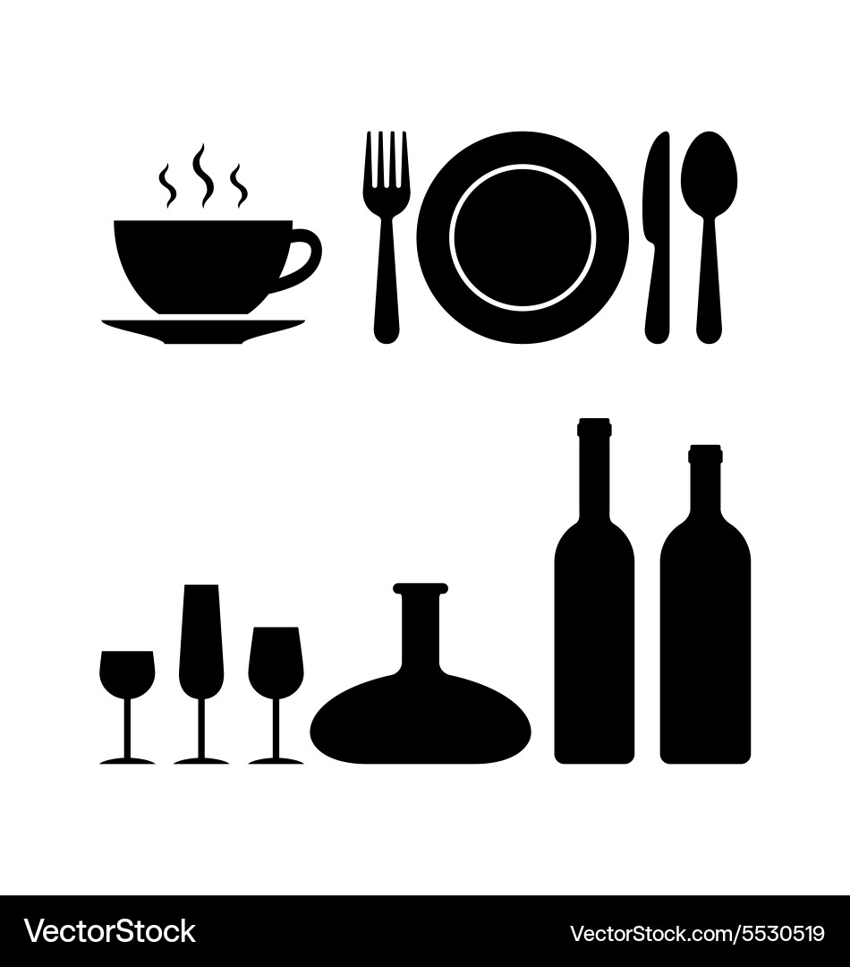 Restaurant objects Royalty Free Vector Image - VectorStock