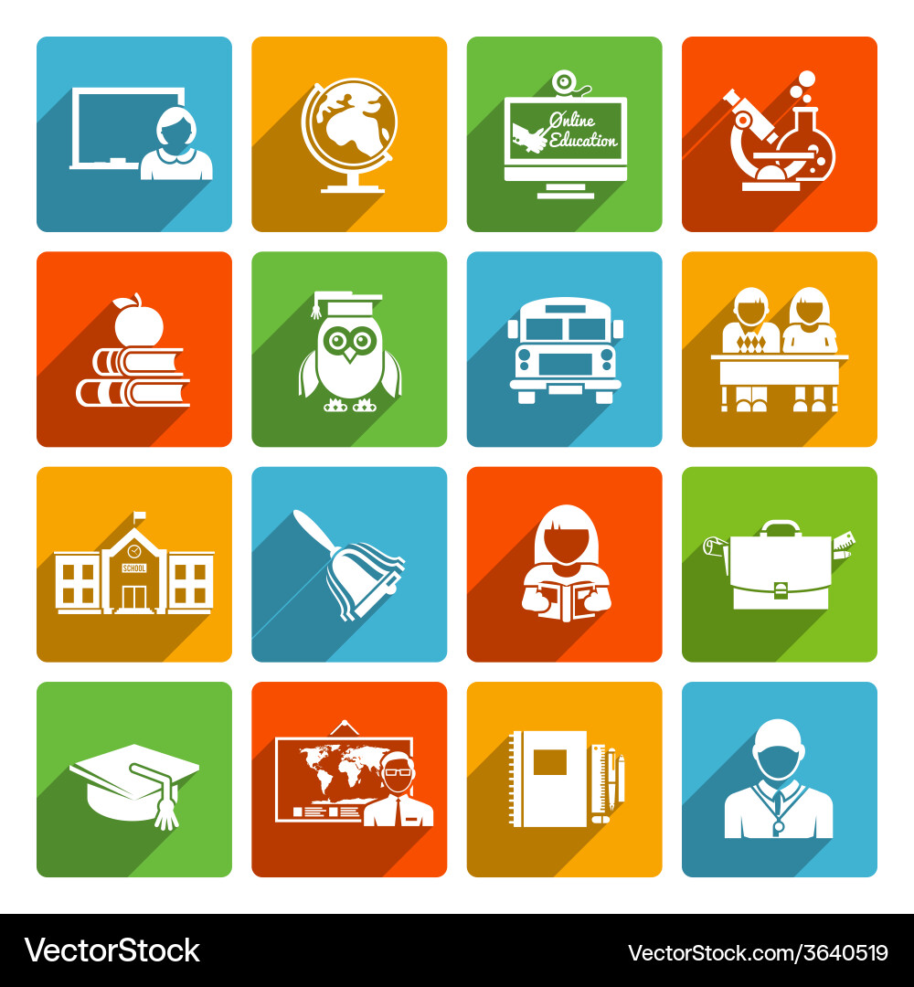 School icon flat Royalty Free Vector Image - VectorStock