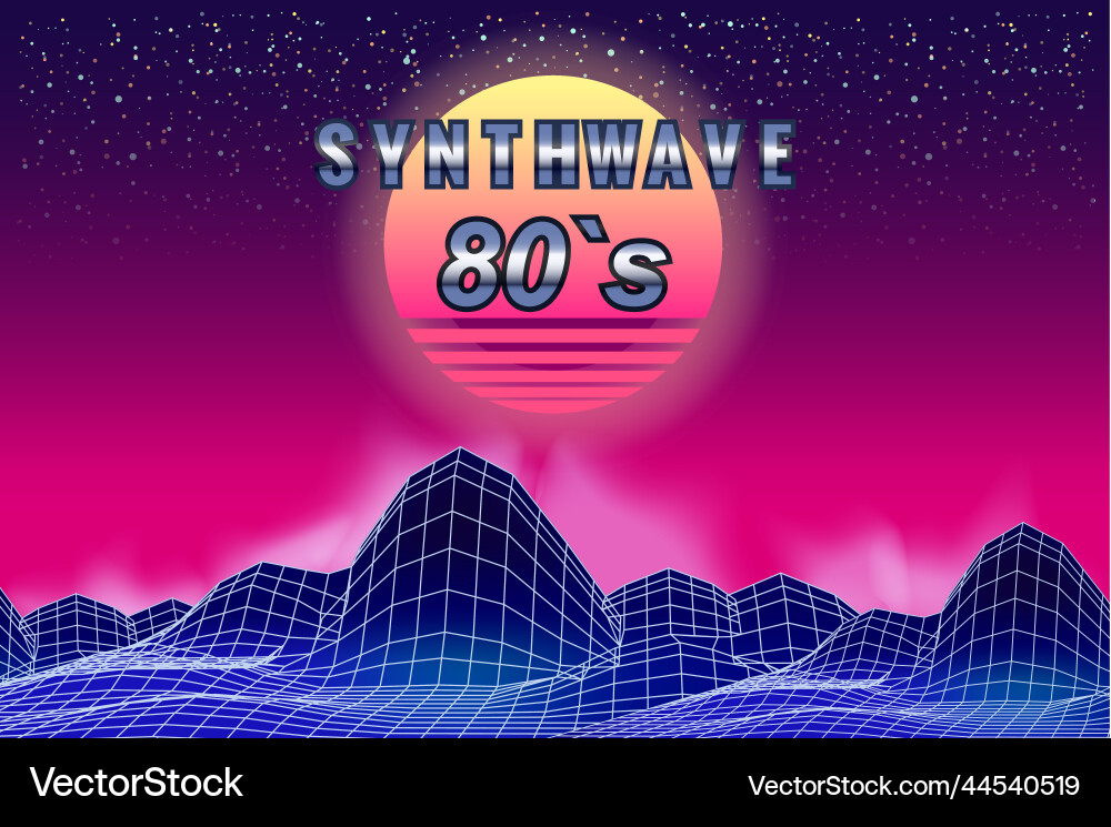 Synthwave 80 s retro banner vaporwave aesthetic Vector Image