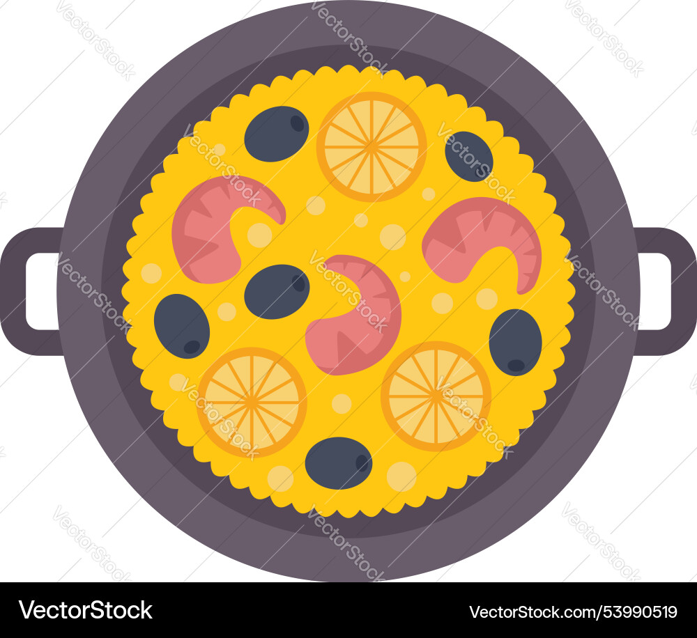 Traditional spanish paella dish with saffron rice Vector Image