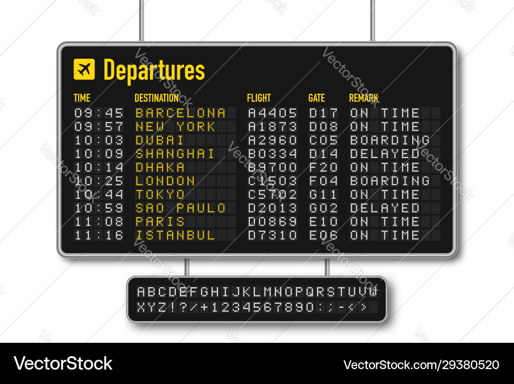 Airport Departure and Arrival Board Royalty Free Vector