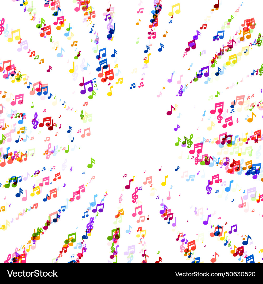Colorful music notes on diagonal paths Royalty Free Vector