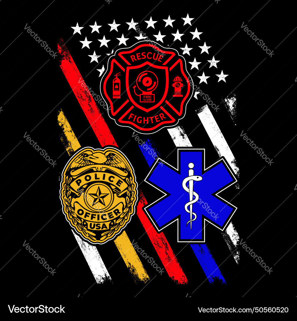 First Responders Support T-Shirt Royalty Free Vector Image