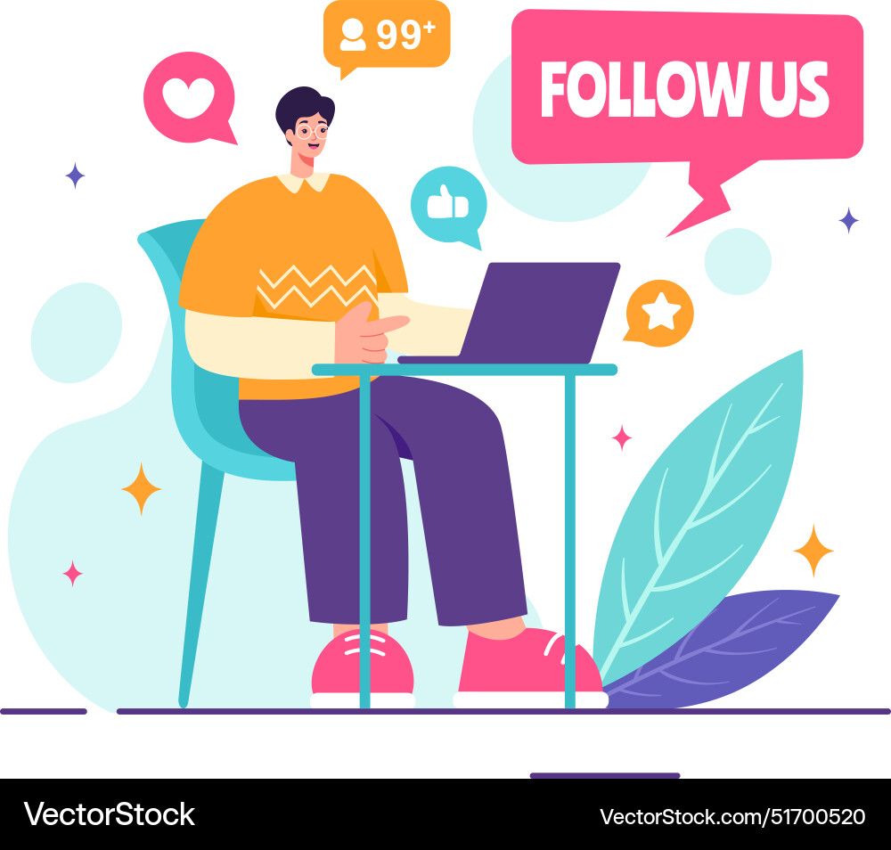 Follow us and like for internet advertisements Vector Image