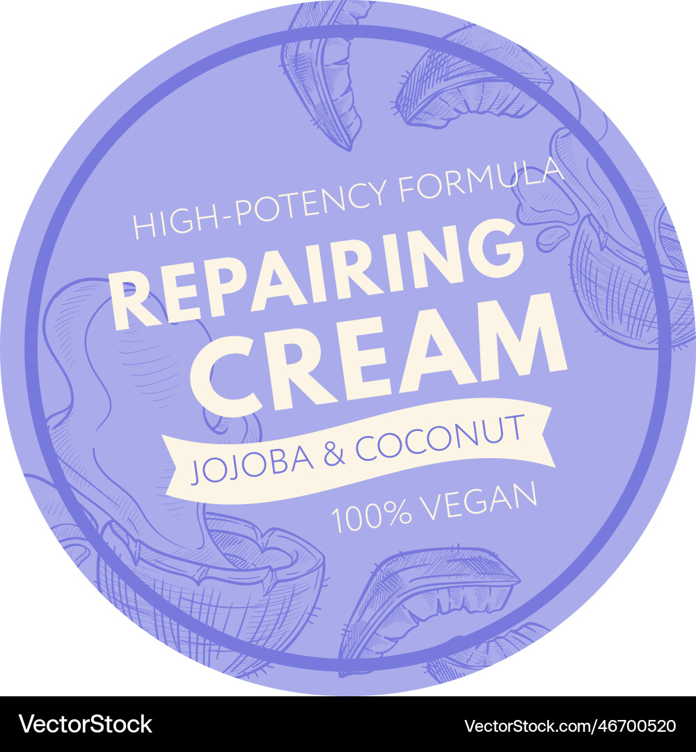 High potency formula repairing cream with jojoba Vector Image