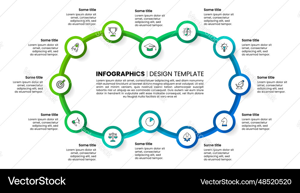 Infographic template line in a loop with 12 steps Vector Image