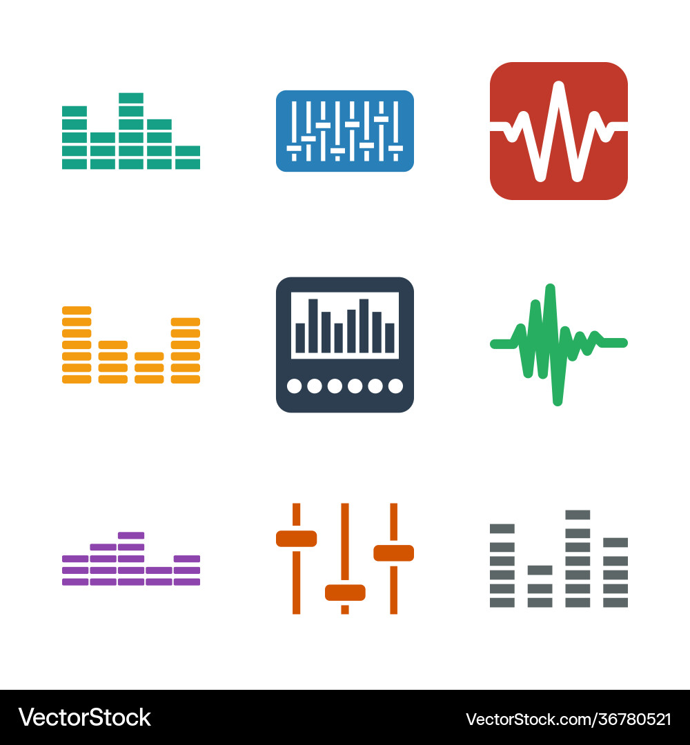9 equalizer icons Royalty Free Vector Image - VectorStock