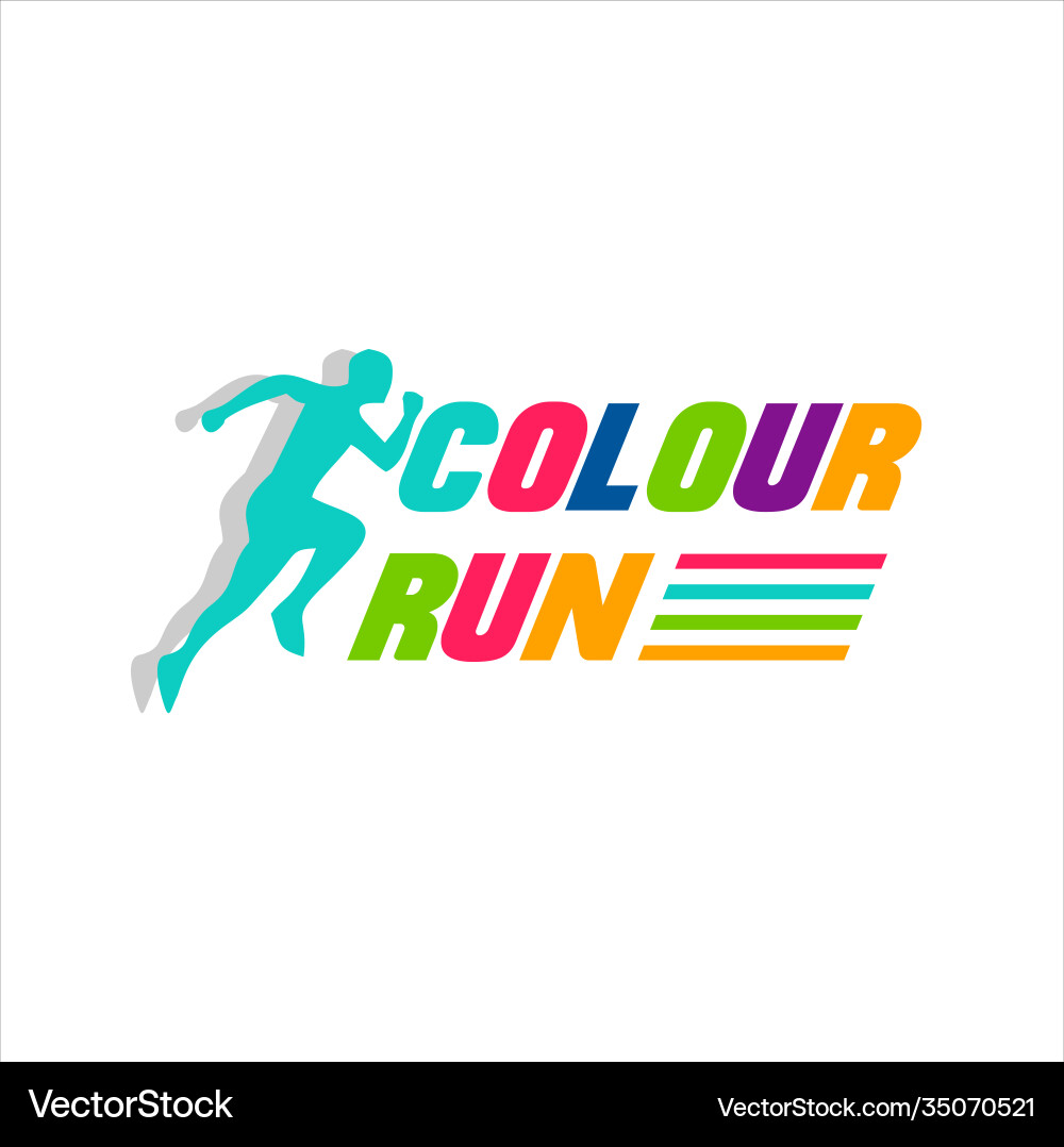 Colour run logo template Royalty Free Vector Image