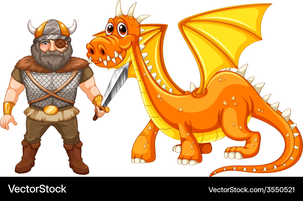 Dragon and viking Royalty Free Vector Image - VectorStock
