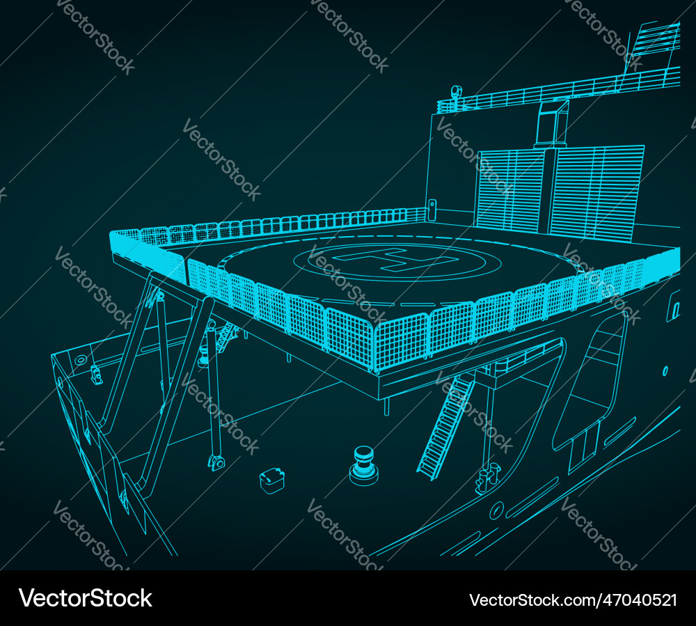 Helipad on an expedition ship Royalty Free Vector Image