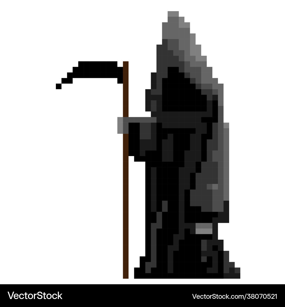 Pixel art death scythe Royalty Free Vector Image