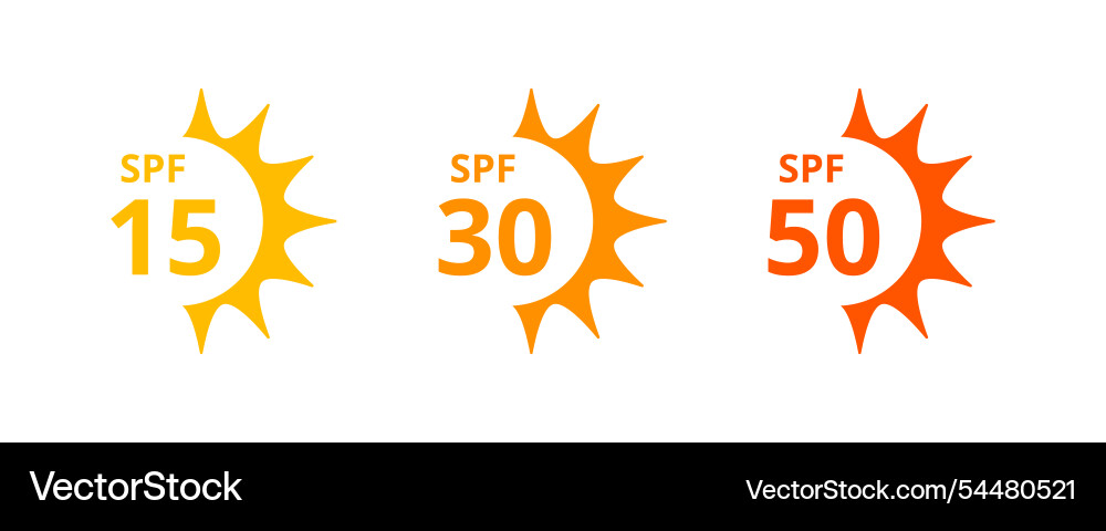 Spf sun protection icon images Royalty Free Vector Image