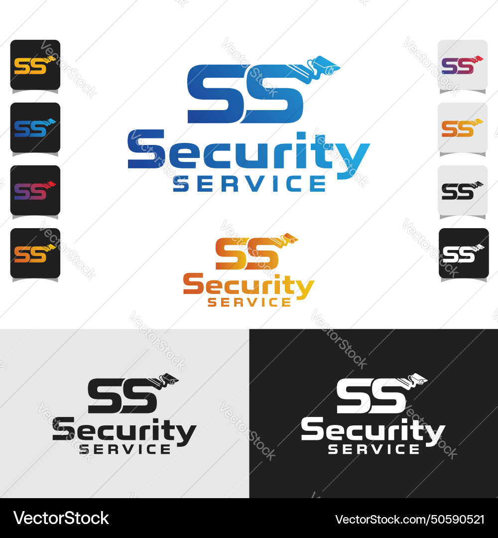 Ss letter with shield cctv camera security service