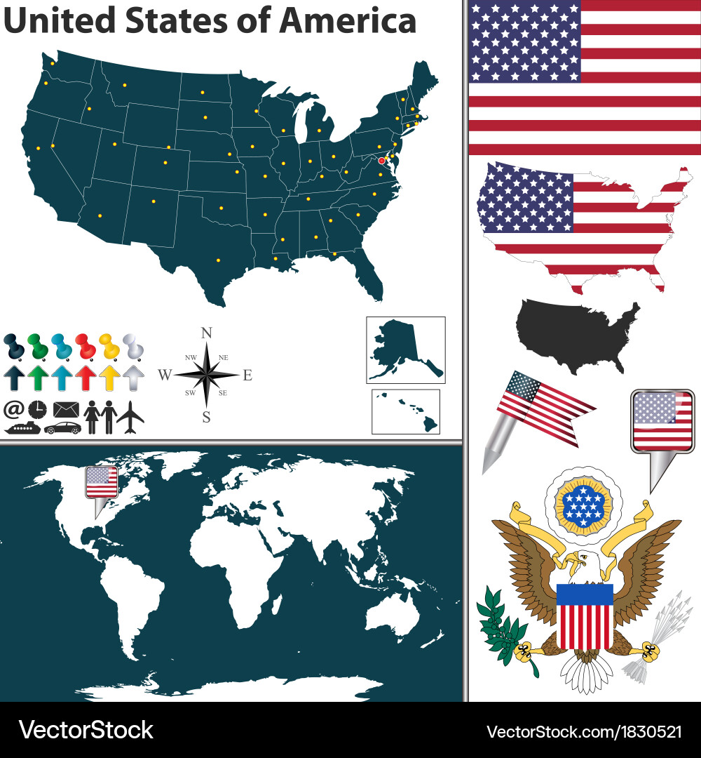 Usa map Royalty Free Vector Image - VectorStock