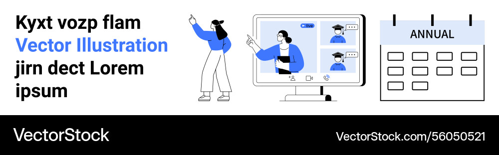 Virtual learning session with online graduation Vector Image