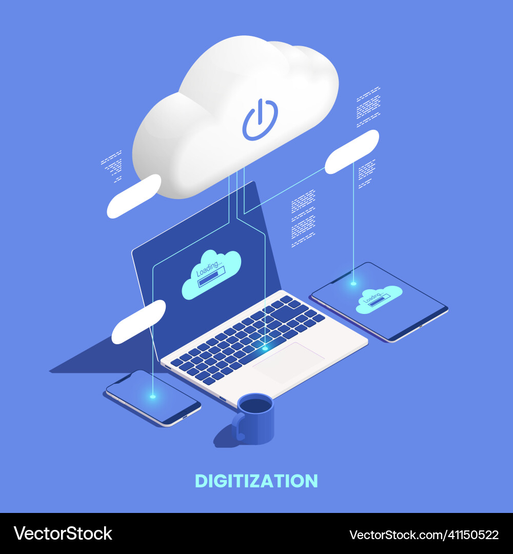 Digitalization isometric composition Royalty Free Vector