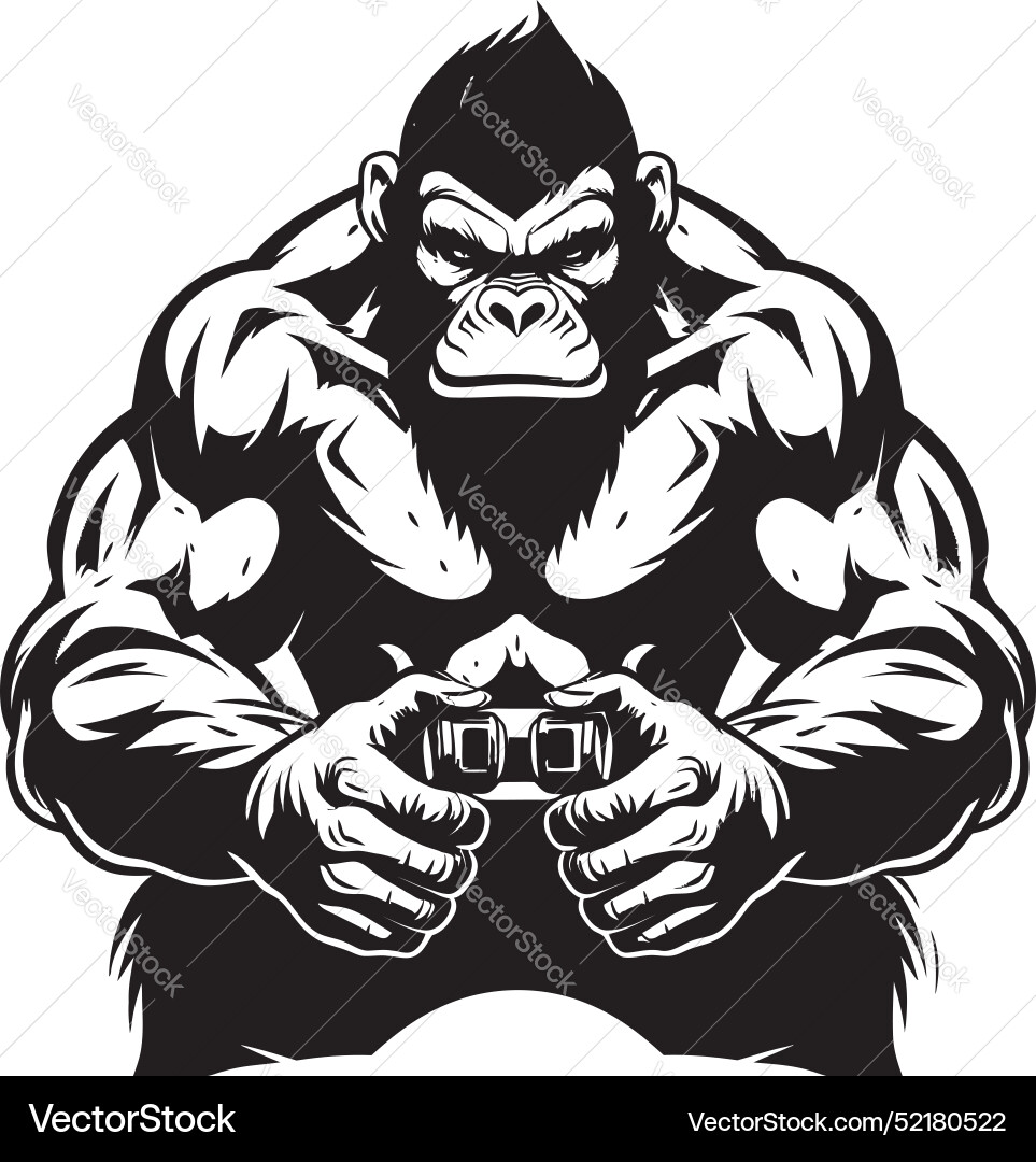 Gaming gorilla grasp powerful primate emblem Vector Image