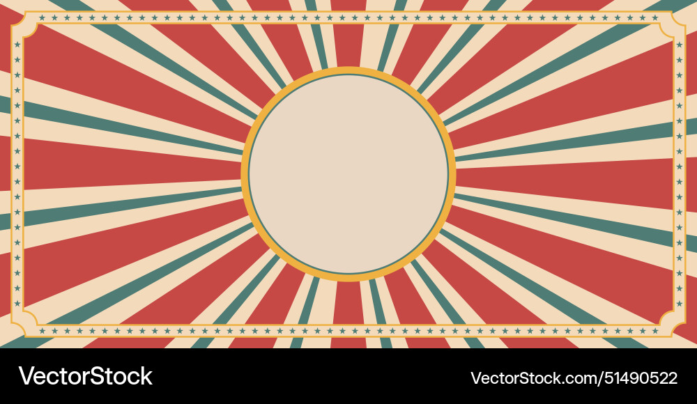 Horizontal circus retro background with rays Vector Image