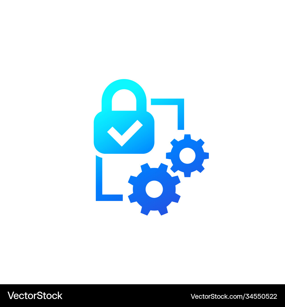 Lock and gears security icon Royalty Free Vector Image