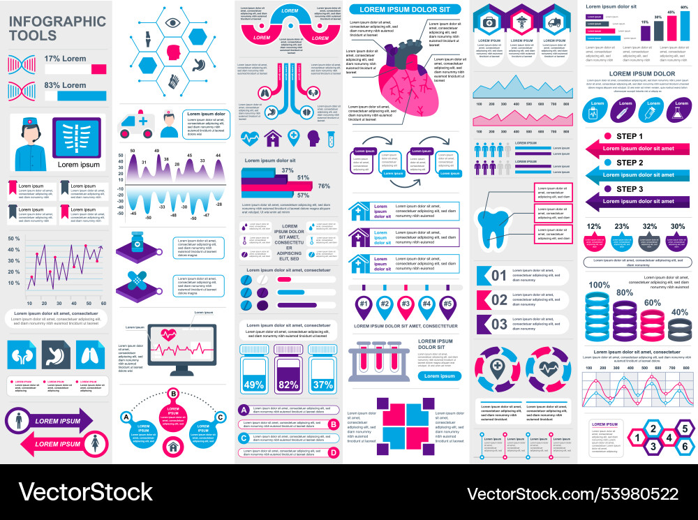 Medical Infographic Elements Data Visualization Vector Image