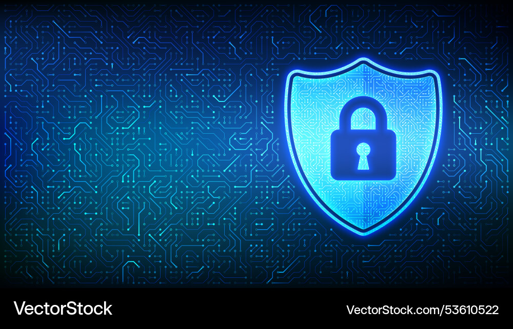 Security shield cyber security shield with lock Vector Image