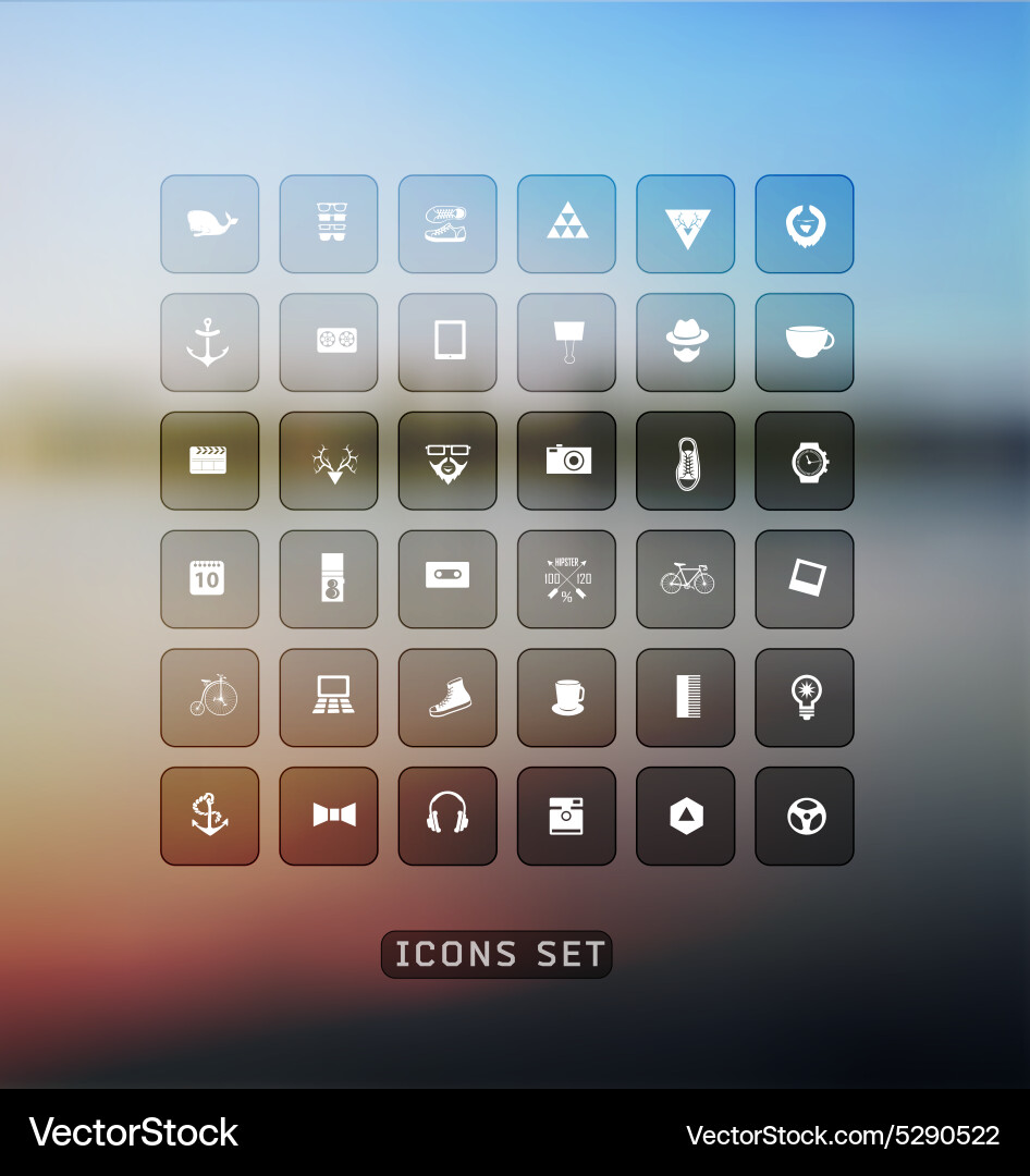 Set of web plat icons on blur Royalty Free Vector Image