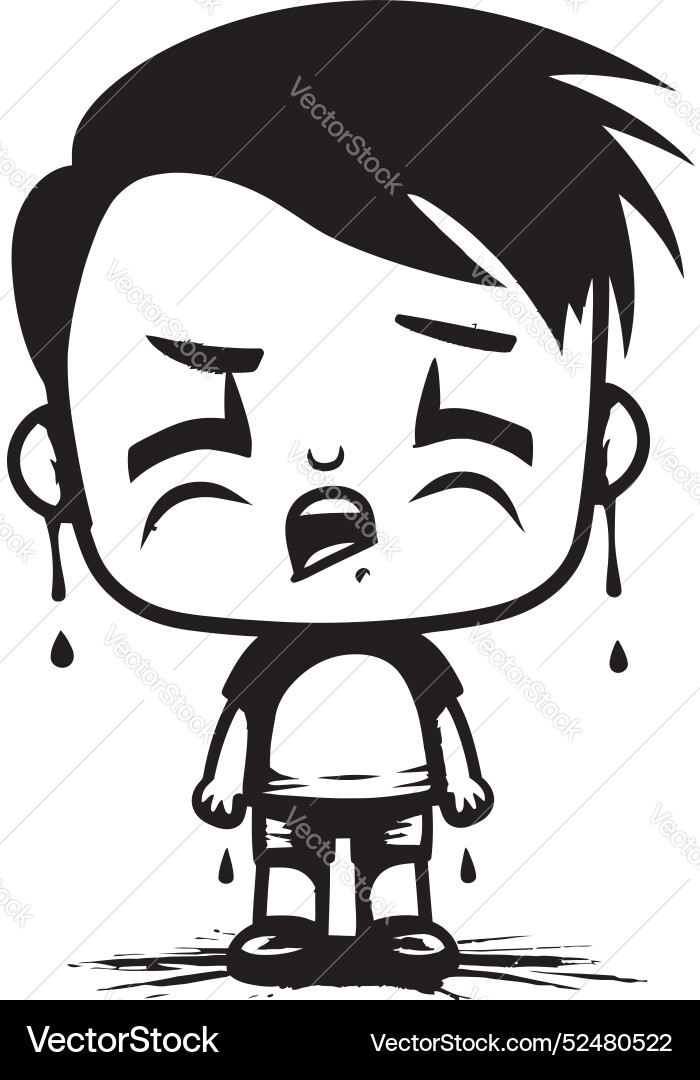 Tearful toby little boy icon weeping Royalty Free Vector