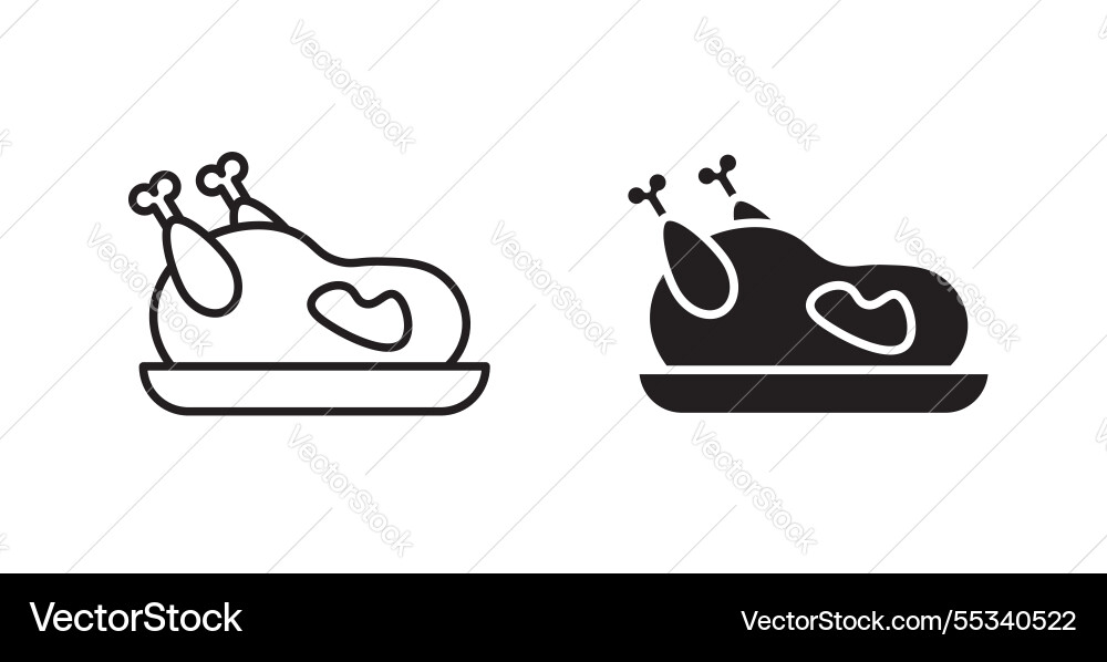 Turkey filled and outlined icons on white Vector Image