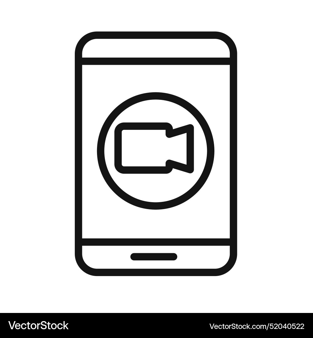 Video chat conference icon black and white sign Vector Image