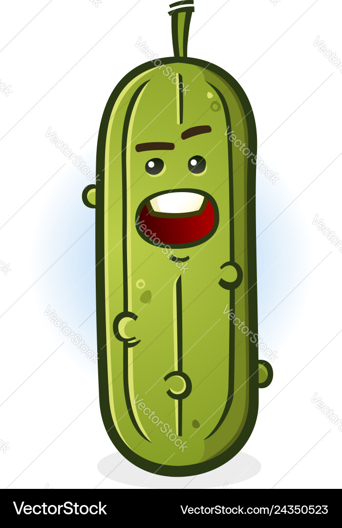 A perplexed pickle cartoon character giving look Vector Image