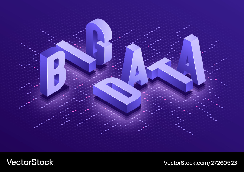 Big data isometric typographic technology Vector Image