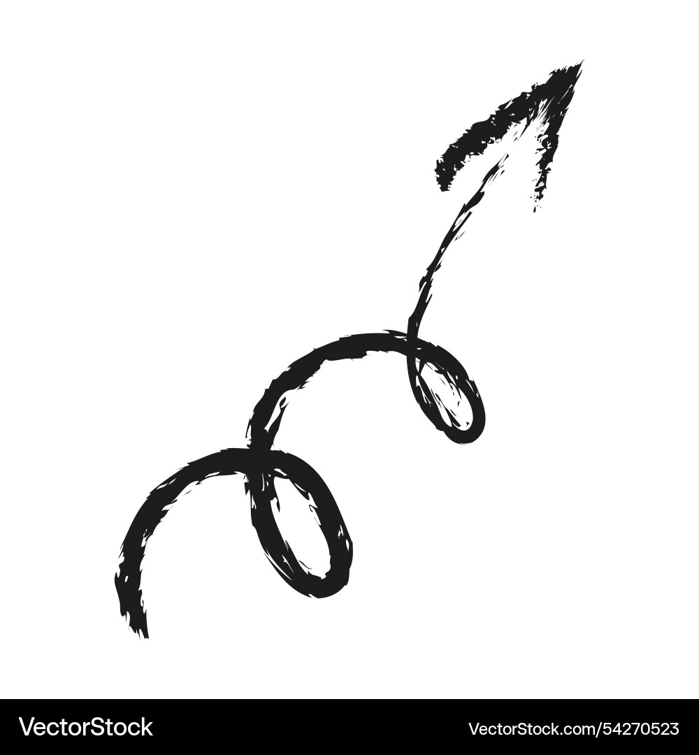 Curling up right arrow hand drawn charcoal Vector Image
