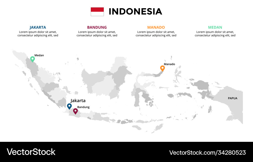 Indonesia map infographic template slide Vector Image