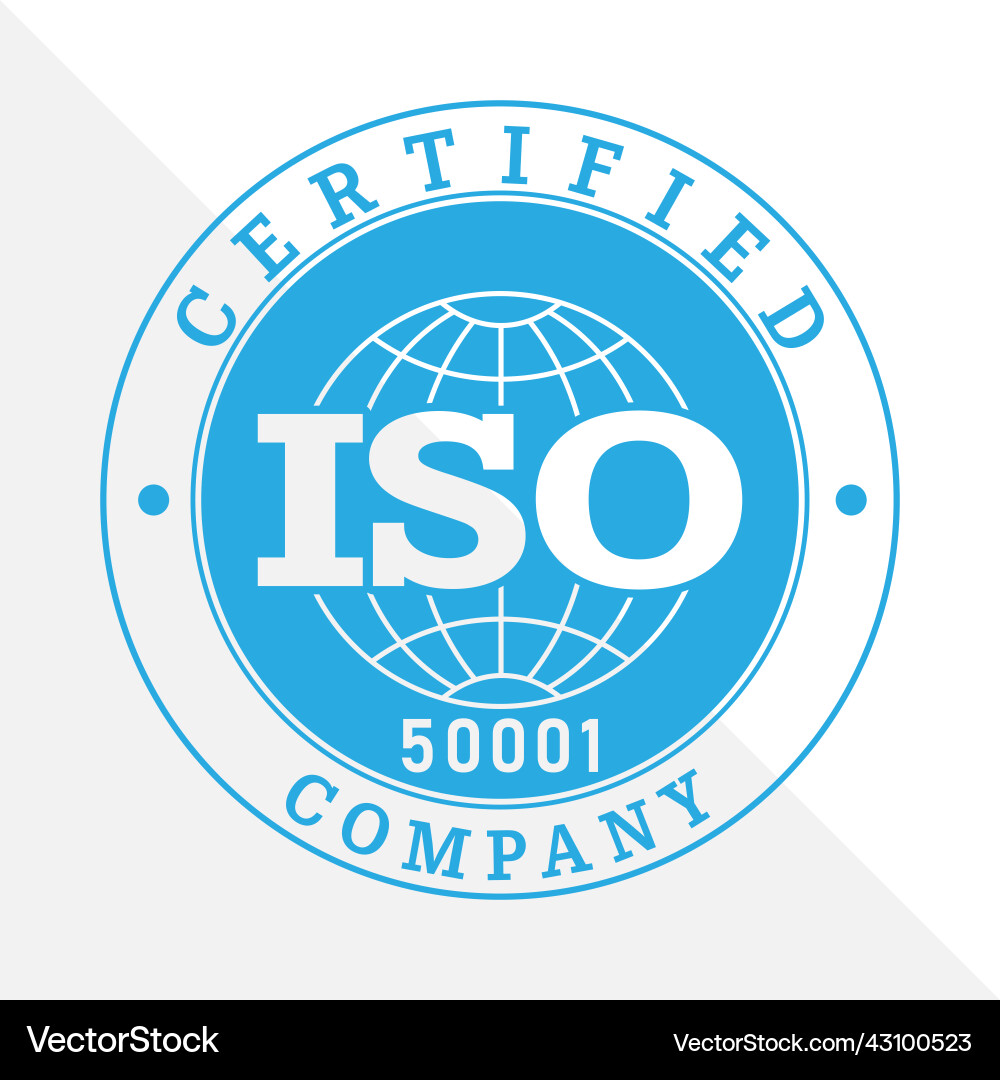 Iso 50001 certification stamp flat style Vector Image