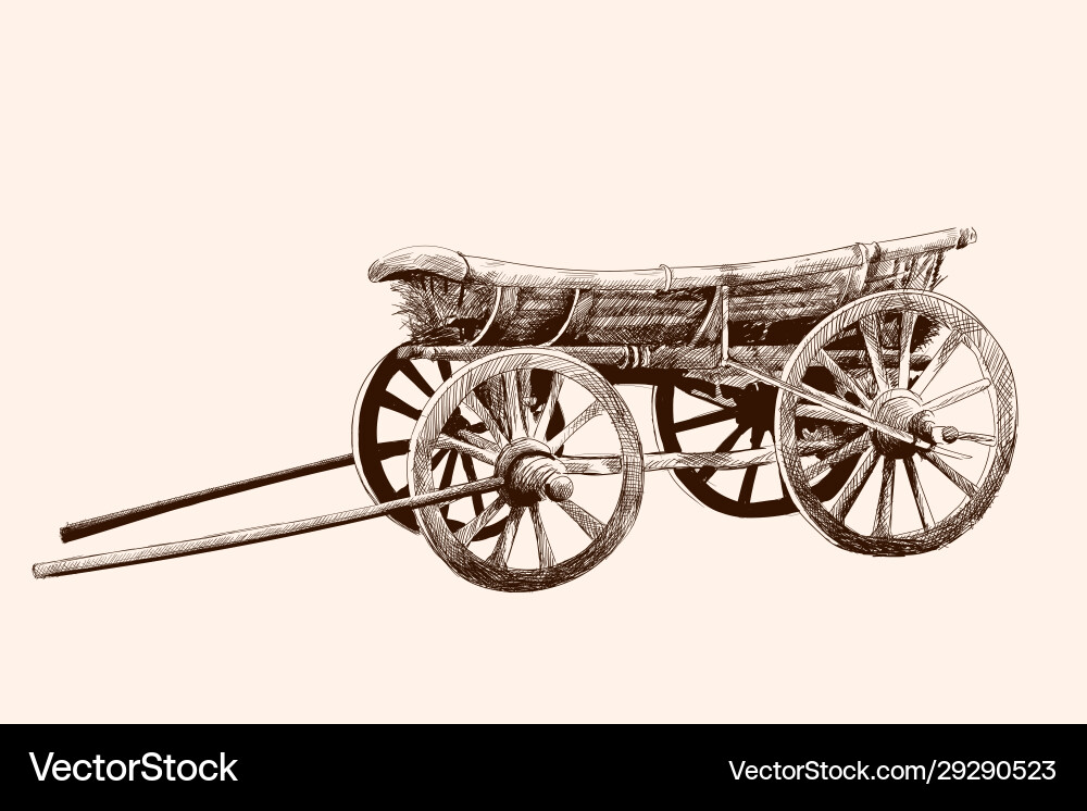 Old wooden cart Royalty Free Vector Image - VectorStock