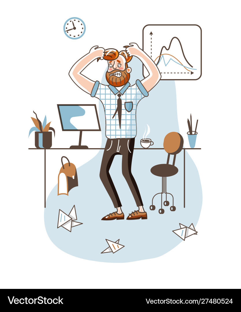 Angry office worker flat Royalty Free Vector Image