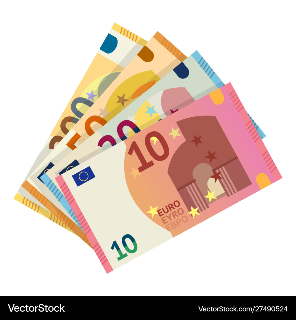 Euro banknotes flat Royalty Free Vector Image - VectorStock