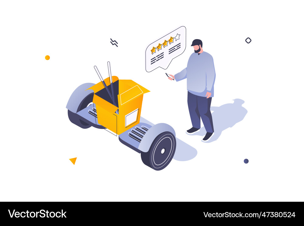 Food delivery concept in 3d isometric design Vector Image