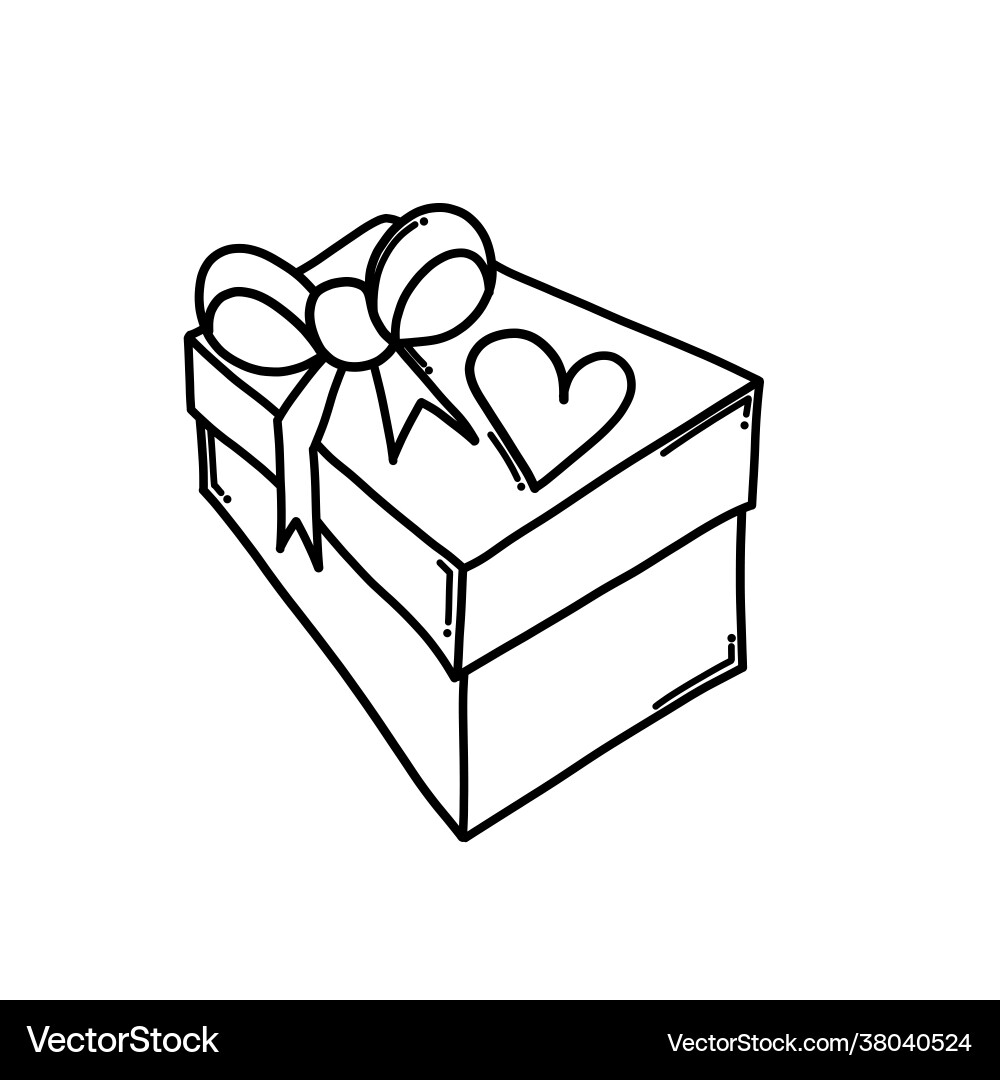 Gift doodle icon drawing sketch hand drawn Vector Image