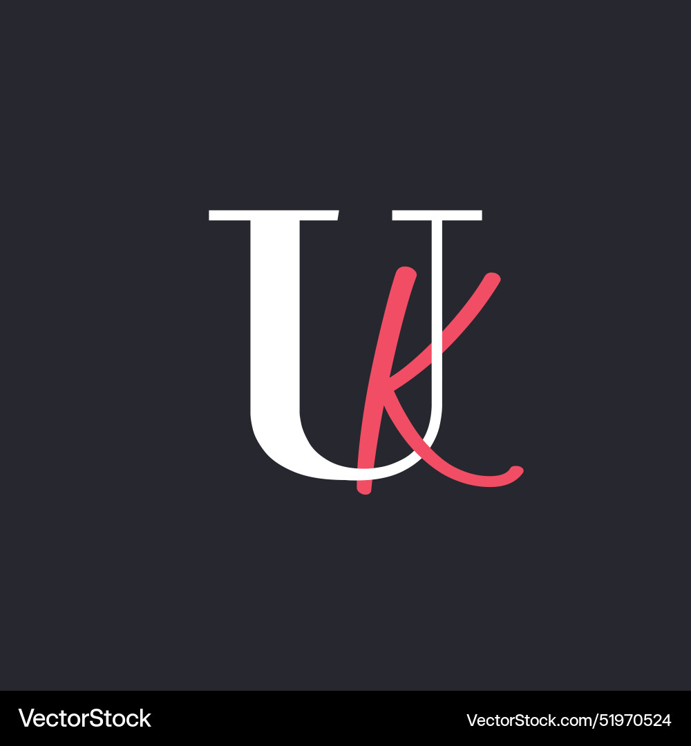 Letter uk logo perfectly blended initials Vector Image