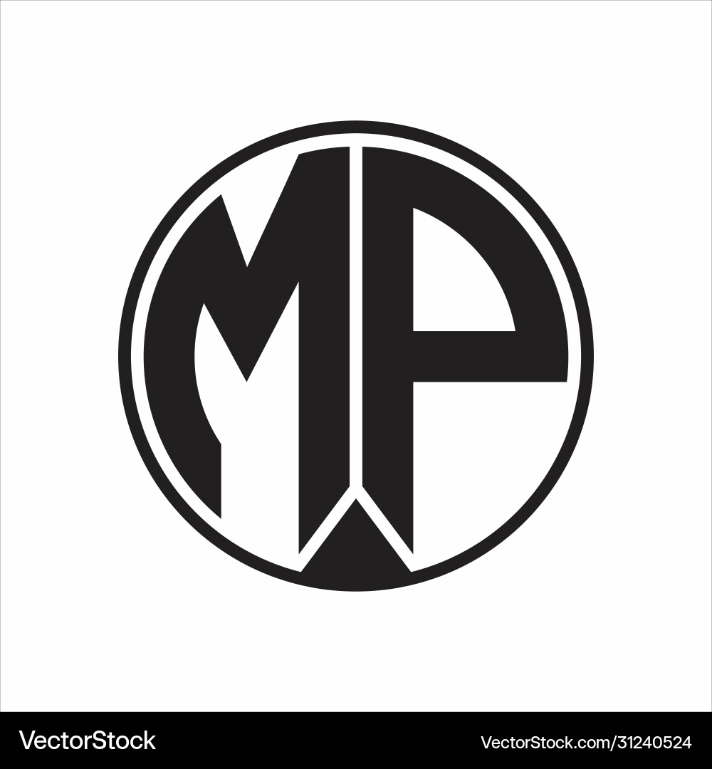 MP Monogram Circle Logo Royalty Free Vector Image
