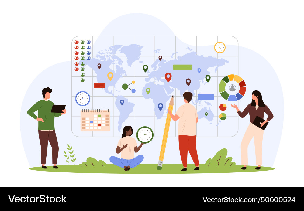 Sociology research analysis by tiny people world Vector Image