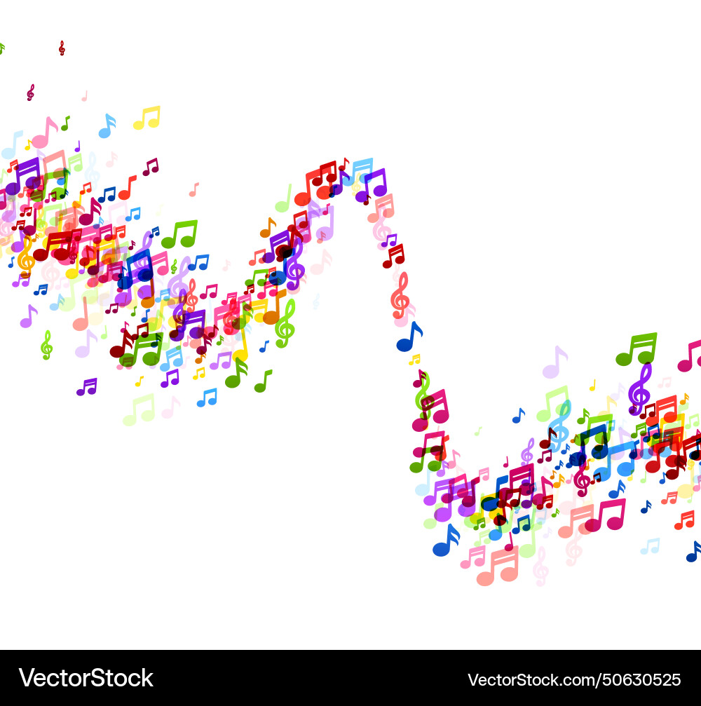 Abstract wave of colorful musical notes Royalty Free Vector