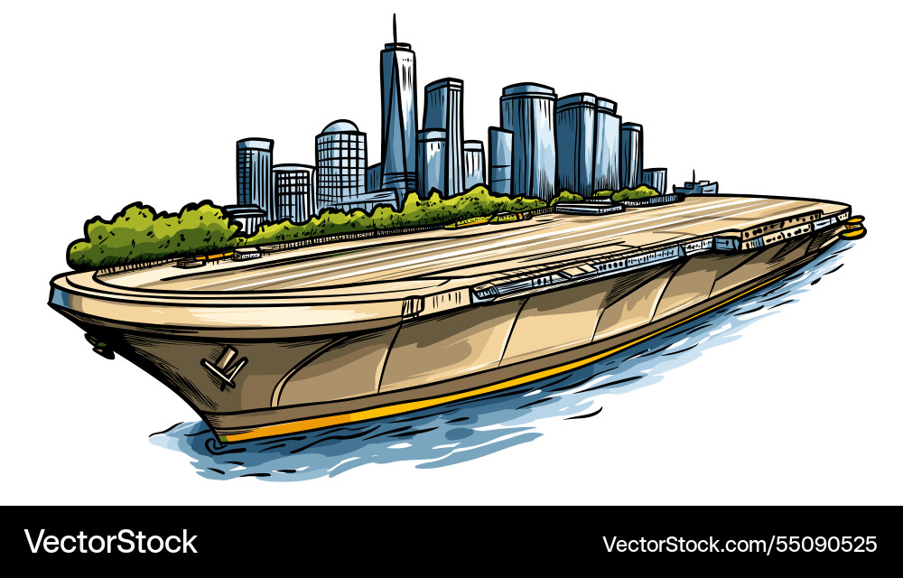 Comic hand-drawn of intrepid museum Royalty Free Vector