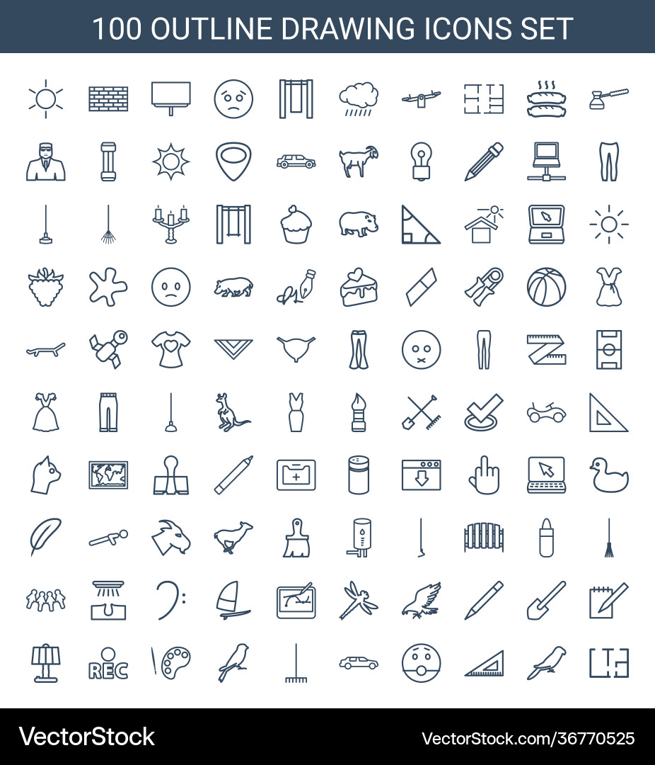 Drawing icons Royalty Free Vector Image - VectorStock