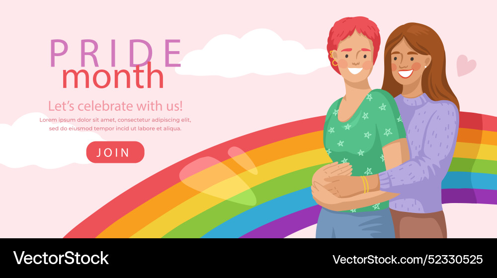 Flat lgbt Stolz Monat horizontale Banner Vorlage Vektorbild