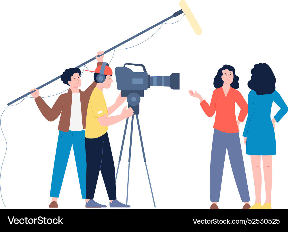 Interview shooting professional tv crew media Vector Image