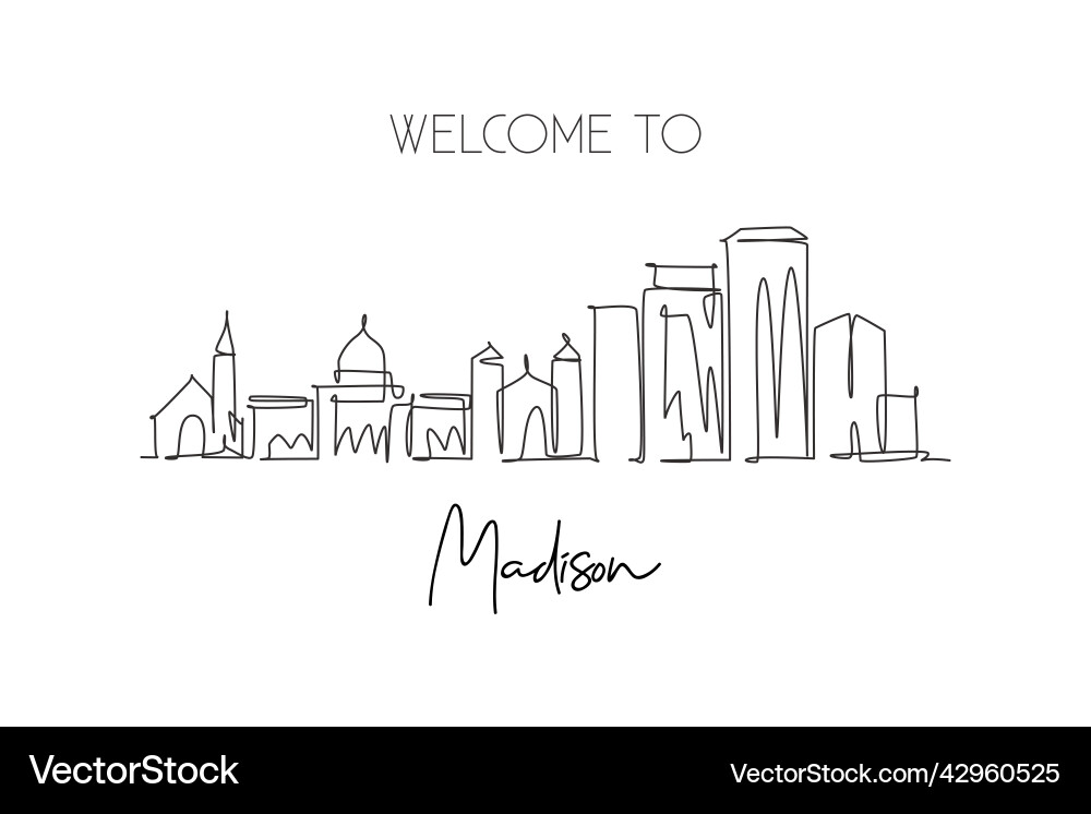 Madison Skyline - Single Line Art Royalty Free Vector Image