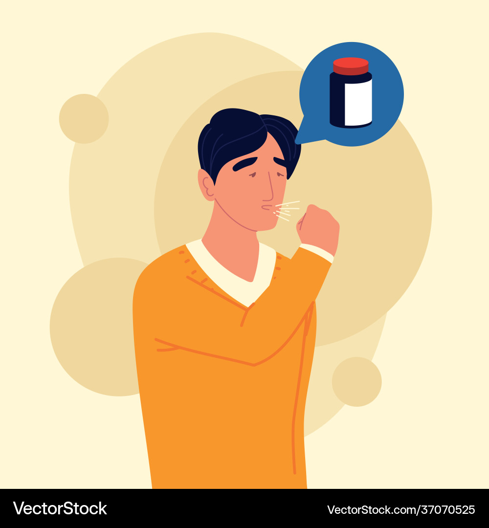 Man dry cough Royalty Free Vector Image - VectorStock
