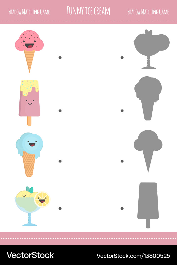 Matching game with ice cream Royalty Free Vector Image
